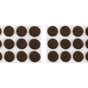 Shepherd Hardware 9958 1/2-Inch Self-Adhesive Felt Furniture Pads, 24-Pack, Brown