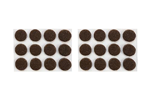 Shepherd Hardware 9958 1/2-Inch Self-Adhesive Felt Furniture Pads, 24-Pack, Brown