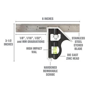 MAYES Level 10227 6" Zinc Head Combination Square