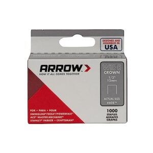 Arrow 60830 Wide Crown Staples for Staple Guns and Staplers, Use for Upholstery, Crafts, General Repairs, 1/2-Inch Leg Length, 1/2-Inch Crown Width, 1000-Pack