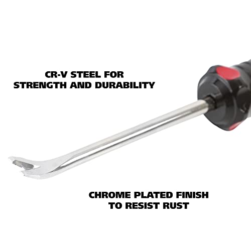 GreatNeck TL4C Heavy-Duty Tack Lifter, Chrome Vanadium Steel Nail Remover Tool With Ergonomic Acetate Handle, Ideal for Carpet Tacks, Upholstery, Rivets, Nails, And Pins, Color May Vary