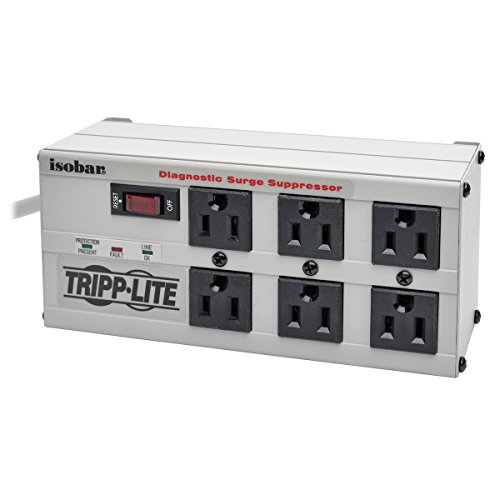 TRIPP LITE CH-9101012-NATripp Lite Isobar 6 Outlet Surge Protector Power Strip, 6ft. Cord with Right Angle Plug, 3300 Joules, Metal, (IBAR6-6D)