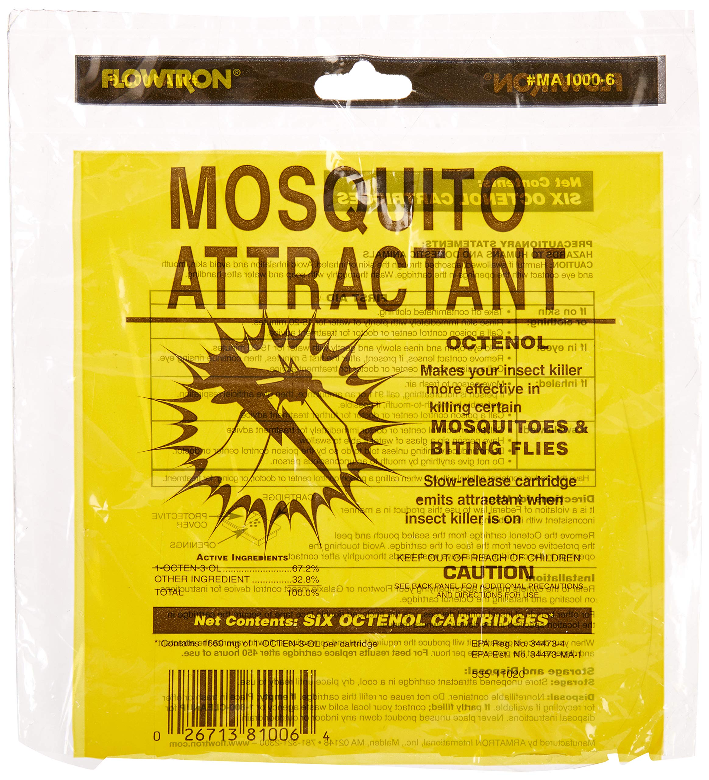 Flowtron MA-1000-6 Octenol Mosquito Attractant Cartridges, 6-Pack