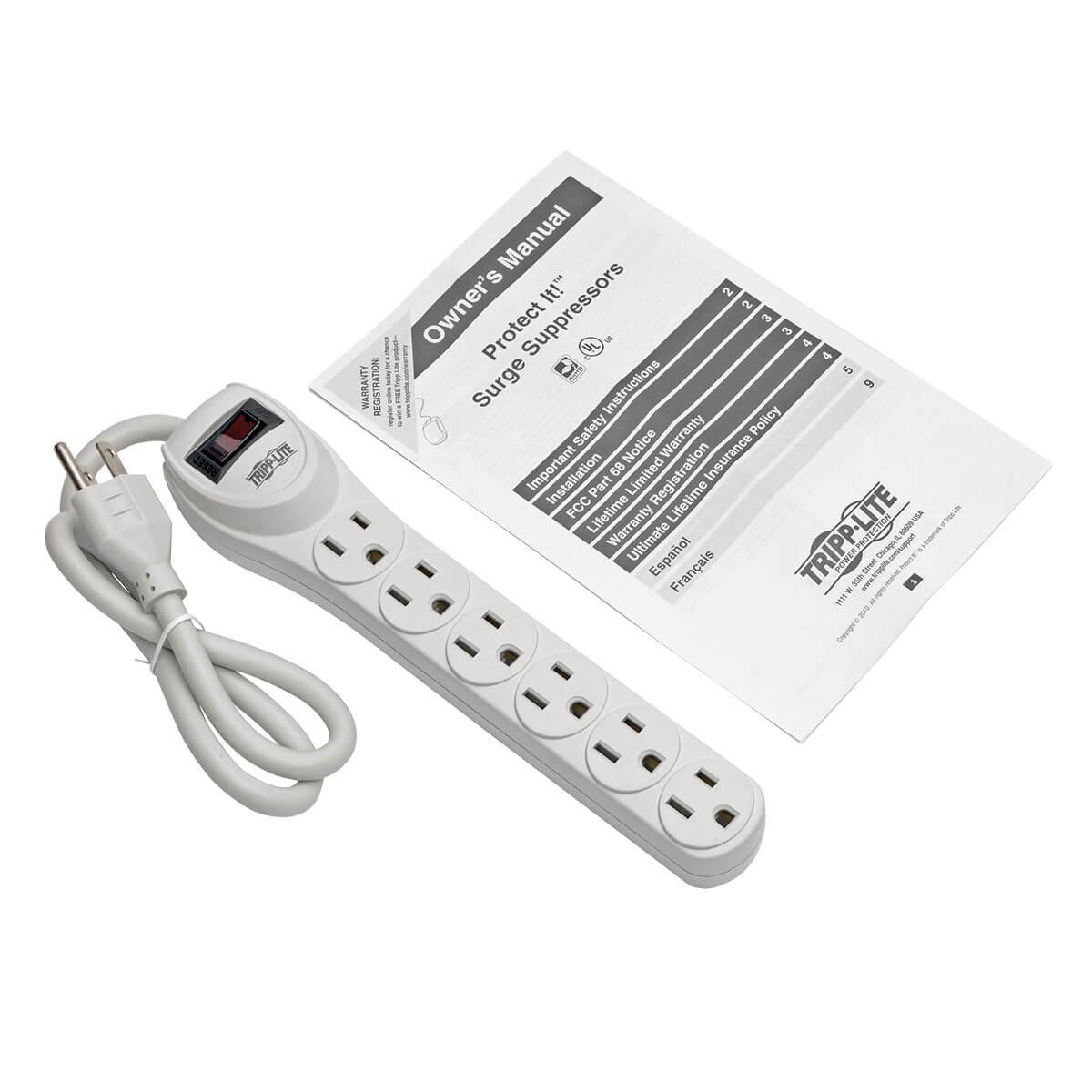 Tripp Lite Protect It! TLP602 Surge Protector 6-Outlet Home Computer 180 Joules