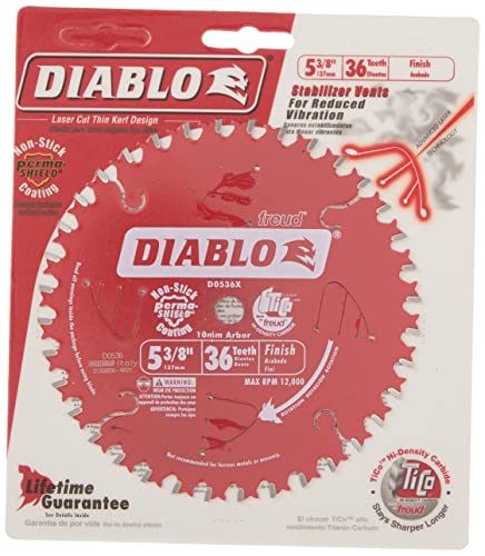 Freud D0536X Diablo 5-3/8-Inch 36 Tooth ATB Finish Cordless Trim Saw Blade