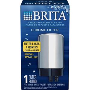 brita tap water filter, water filtration system replacement filters for faucets, reduces lead, bpa free – chrome, 1 count