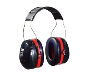 3m h10a peltor optime 105 over the head earmuff, ear protectors, hearing protection, nrr 30 db,black, red