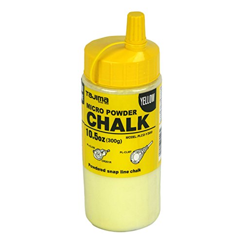 TAJIMA Micro Chalk - Yellow 10.5 oz (300g) Ultra-Fine Snap-Line Chalk with Durable Bottle & Easy-Fill Nozzle - PLC2-Y300