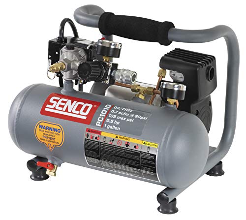 Senco PC1010 1/2- Horsepower 1-Gallon Matte Finish and Trim Portable Hot Dog Air Compressor, Gray/Red