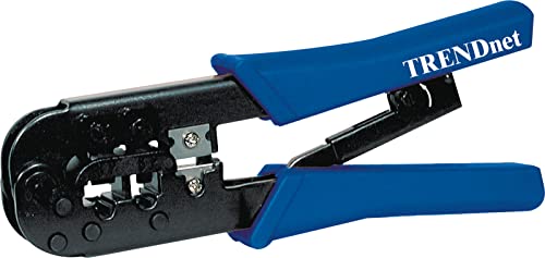 TRENDnet Crimping Tool, Crimp, Cut, And Strip Tool, For Any Ethernet or Telephone Cable, Built-In Cutter And Stripper, 8P-RJ-45 And 6P-RJ-12, RJ-11, All Steel Construction, Black, TC-CT68