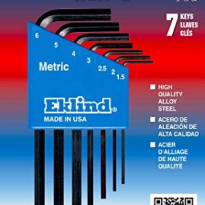 EKLIND 10507 Hex-L Key allen wrench - 7pc set Metric MM sizes 1.5-6 Short series