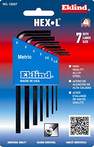 EKLIND 10507 Hex-L Key allen wrench - 7pc set Metric MM sizes 1.5-6 Short series