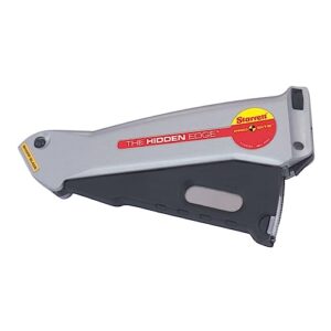 starrett hidden edge utility knife with easy to use safety lock and level for fast, tool-free blade changes - retractable lever action, aluminum case material - s011