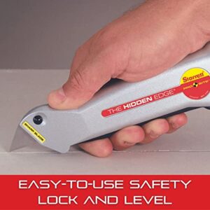 Starrett Hidden Edge Utility Knife with Easy to Use Safety Lock and Level for Fast, Tool-Free Blade Changes - Retractable Lever Action, Aluminum Case Material - S011