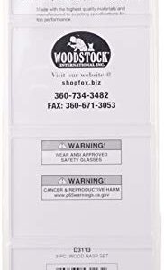 WOODSTOCK D3113 3-Piece Wood Rasp Set with Rubber Handles