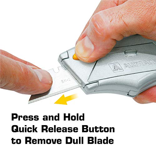 Alltrade Squeeze Utility Knife, Auto-Loading Squeeze, 6 Heavy-Duty Blades with Storage, Box Knives, Cut Tape Packaging - 150003