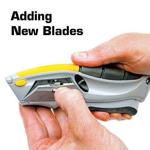 Alltrade Squeeze Utility Knife, Auto-Loading Squeeze, 6 Heavy-Duty Blades with Storage, Box Knives, Cut Tape Packaging - 150003