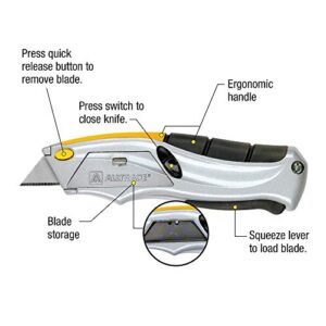 Alltrade Squeeze Utility Knife, Auto-Loading Squeeze, 6 Heavy-Duty Blades with Storage, Box Knives, Cut Tape Packaging - 150003