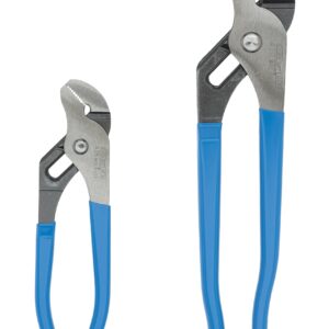 Channellock 2 Piece Tongue and Groove Pliers Set - 9.5-Inch, 6.5-Inch | Straight Jaw Groove Joint Pliers | Laser Heat-Treated 90° Teeth| Forged from High Carbon Steel | Patented Reinforcing Edge Minimizes Stress Breakage | Made in USA