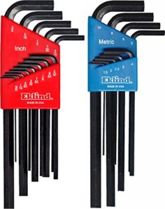 eklind 10222 hex l-key allen wrench combo- long inch / mm (2 sets 22pc)