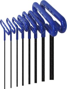 eklind 55168 cushion grip hex t-key allen wrench - 8pc set metric mm sizes 2-10 (6in shaft)