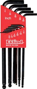 eklind 13211 ball-hex-l key allen wrench - 11pc set sae inch sizes .050-1/4 long series