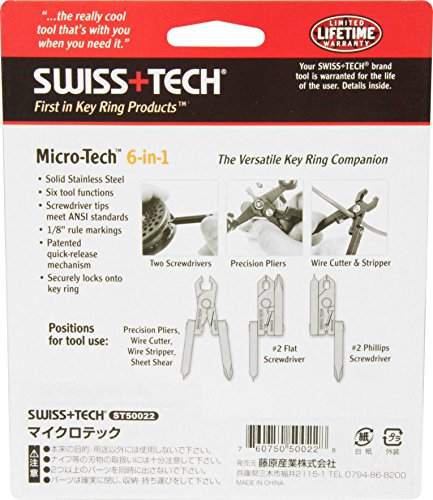 SWISS+TECH ST50022 Stainless Steel 6-in-1 Key Chain Multi Tool, Polished Finish (Single Pack)