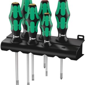 Wera - 5105650001 Kraftform Plus 334/6 Screwdriver Set with Rack and Lasertip, 6-Pieces