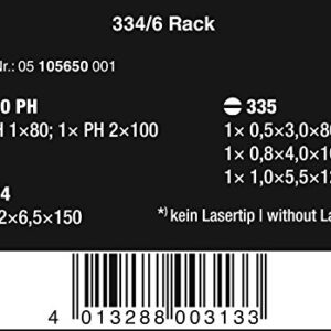 Wera - 5105650001 Kraftform Plus 334/6 Screwdriver Set with Rack and Lasertip, 6-Pieces