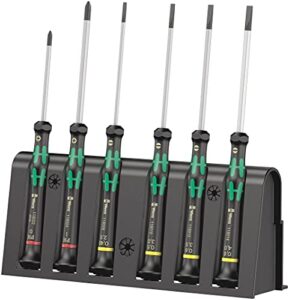 wera 2035/6 kraftform microslotted/phillips electronics screwdriver set and rack, 6-piece, 05118152001