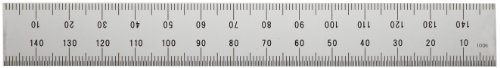 Mitutoyo 182-111, Steel Rule, 150mm, (1mm, 1/2mm), 1.2mm Thick X 19mm Wide, Satin Chrome Finish Tempered Stainless Steel