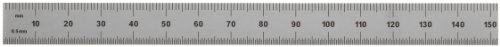 Mitutoyo 182-205, Steel Rule, 6" X 150mm, (1/32, 1/64", 1mm, 1/2mm), 1/64" Thick X 1/2" Wide, Satin Chrome Finish Tempered Stainless Steel