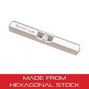 Starrett Pocket Level with Main Vial - Ideal for Machine Shop and Tool Room Use - 2-1/2" (63mm) Length, Satin Nickel-Plated Finish, Hexagon Stock with Convex Ends - 135A