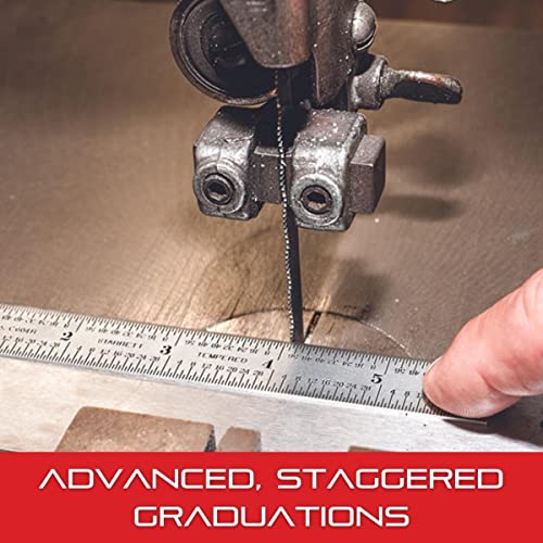 Starrett Spring Tempered Steel Rules with Satin Chrome Finish, Quick Reading and Inch Graduations - 6" Length, 16R Graduation Type, 3/64" Thickness - C616R-6