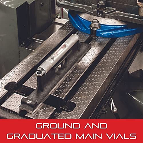 Starrett Machinists' Level with Ground and Graduated Main Vial - Ideal for Machine Shop and Tool Room Use - 8" (200mm) Length, Cross Test Vial, Without Case - 98-8