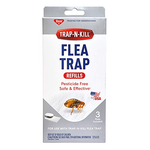 Enoz Trap-N-Kill Replacement Flea Trap Sticky Capture Pads for Use with Flea Traps, Nontoxic, Made in USA, 3 Count