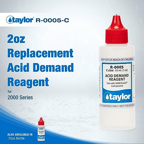 Taylor R-0005-C, Acid Demand Reagent for 2000 Series, 2 Ounce, for Testing Acid Demand Levels in Pool and Spas, Dropper Refill for Water Test Kits, Replace Annually | Made in The USA