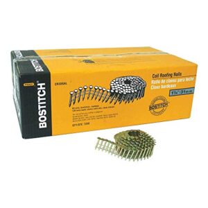 bostitch roofing nails, wire collated coil, 1-1/4-inch, smooth shank, 15-degree, 7200-pack (cr3dgal)