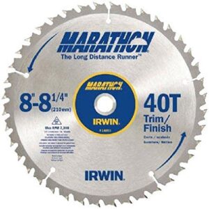 irwin tools marathon carbide table / miter circular blade, 8 1/4-inch, 40t universal arbor miter and (14053)