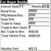 Car Buyer Buddy for Palm OS 5