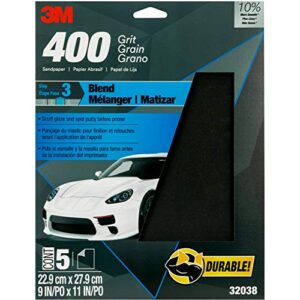 3m wetordry sandpaper, 32038, 400 grit, 9 in x 11 in, 5 sheets per pack