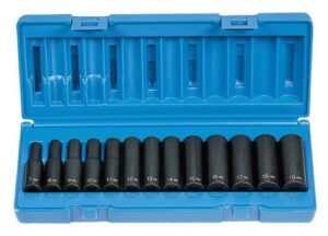 grey pneumatic (1213md) 3/8" drive 13-piece deep metric socket set