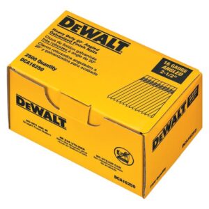 dewalt finish nails, 2-1/2-inch, 16ga, 20-degree, 2500-pack (dca16250)