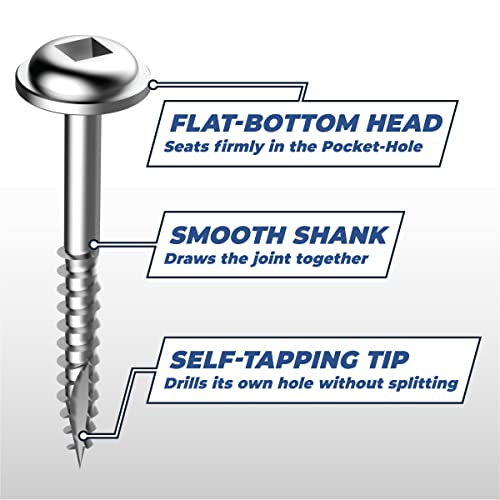 Kreg SML-F150-500 Zinc Pocket-Hole Screws 1 1/2 Inch, 7 Fine Thread Maxi-Loc Head (500 Count)