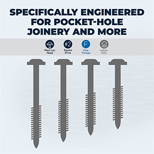 Kreg SML-F150-500 Zinc Pocket-Hole Screws 1 1/2 Inch, 7 Fine Thread Maxi-Loc Head (500 Count)