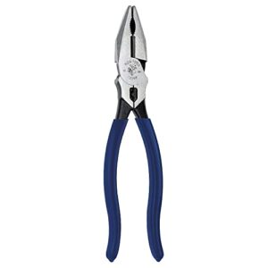 klein tools 12098 high leverage universal lineman combination pliers with crimping die, toothed pipe grip, induction hardened knives, 8-inch