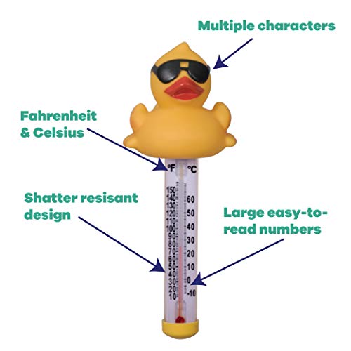 GAME 7000 Derby Duck Spa and Pool Thermometer Shatter-Resistant Casing, Tether Included, 9-in Height x 3-1/2-in Diameter, Old Version