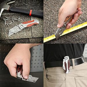 Sheffield 12115 Ultimate Lock Back Utility Knife, Folding, Box Cutter Knife, Carpet Knife, Drywall Cutter, and More, Quick-Change Blade, Back Lock Design, Aluminum & Wood Handle