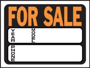 hy-ko products 3031 auto/boat for sale plastic sign 8.5" x 12" orange/black, 1 piece