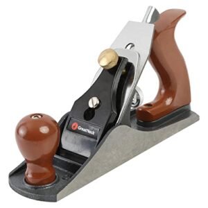 GreatNeck C4 Bench Jack Plane (9 Inch), 2 Inch Cutter, Adjustable to Control the Blade, Cast Iron Body, Quality Plastic Ergonomic Handles